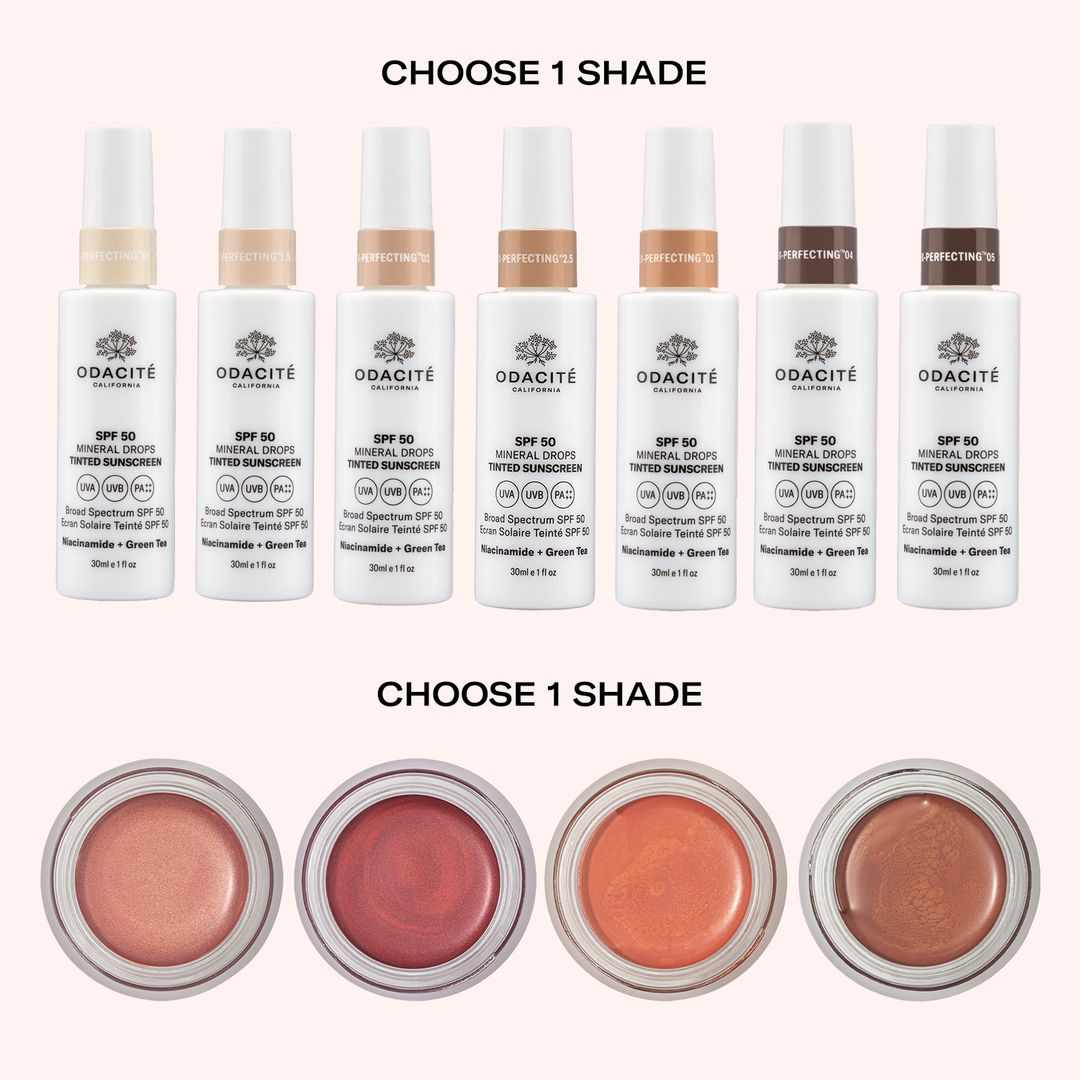 SPF 50 Tinted Sunscreen + Color Balm Duo | Odacité